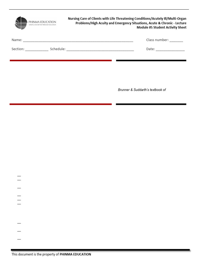 SAS 5 Nursing Care of Clients With Life Threatening Conditions Acutely ...