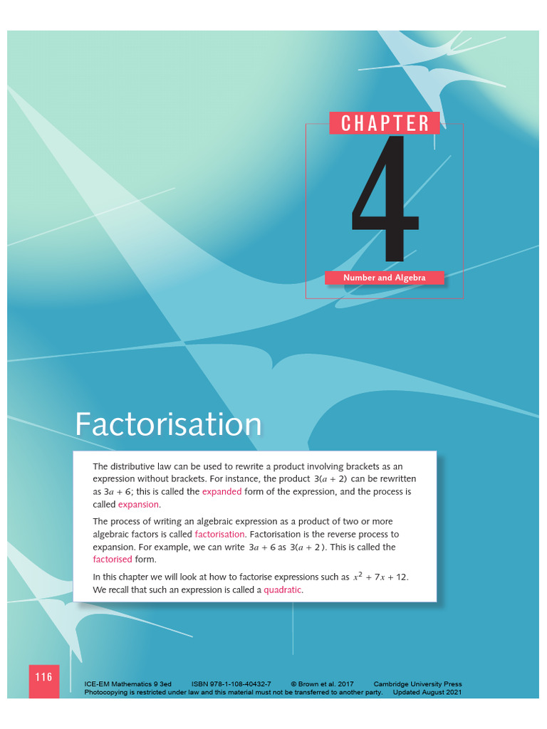 Factorisation Techniques in Algebra | PDF | Area | Factorization