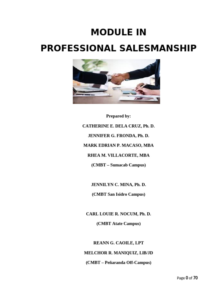 2021 Compilation Module in Prof Sales Edited | PDF