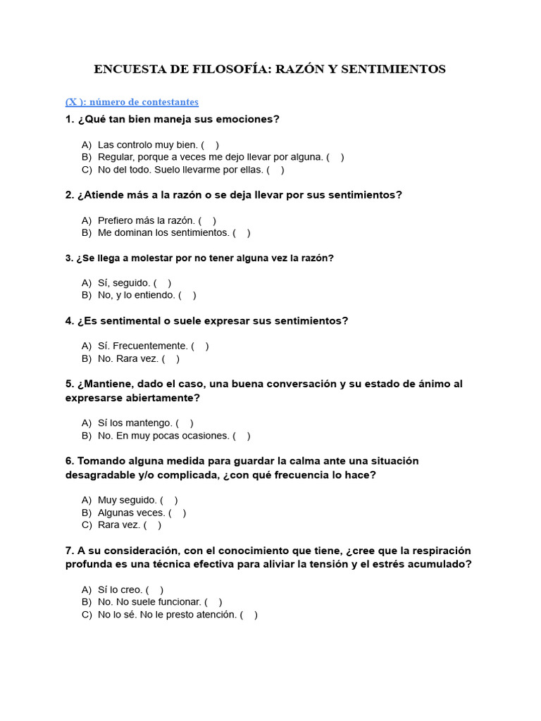 Encuesta de Filosofía_ Razón y sentimientos | PDF