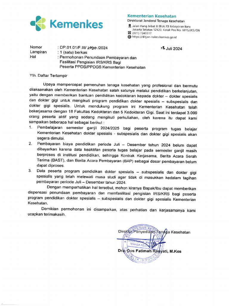 Surat Tunda Bayar Ppds 2024 | PDF