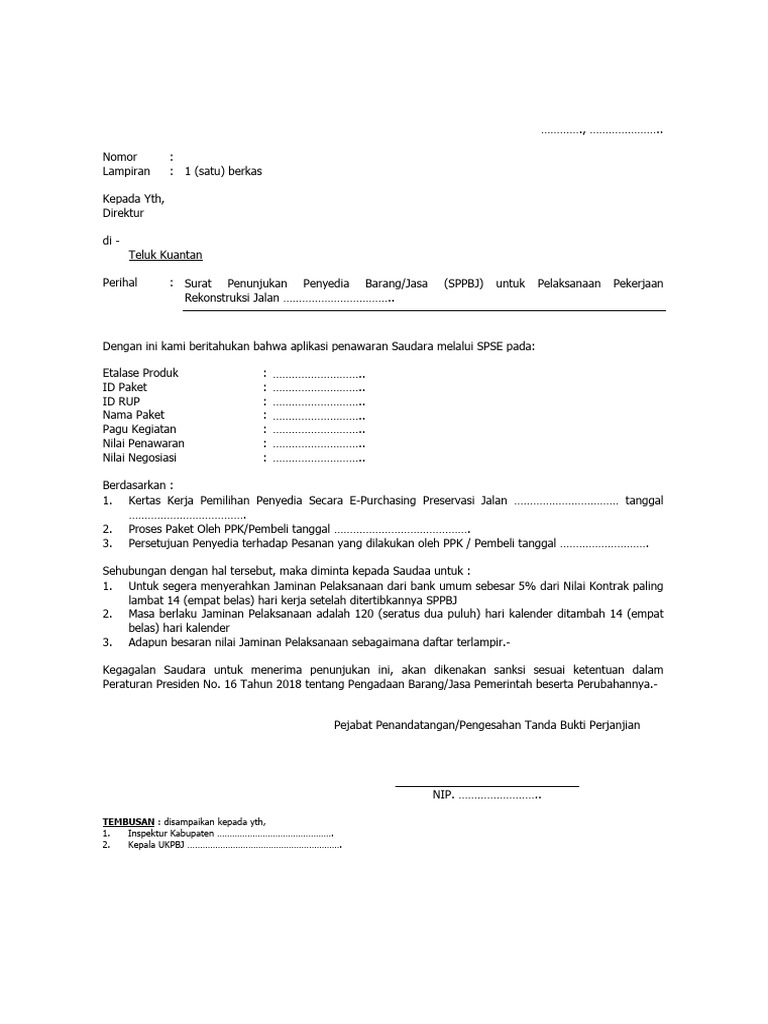 Surat Penunjukan Penyedia Barang Jasa Pdf Finance Money Management
