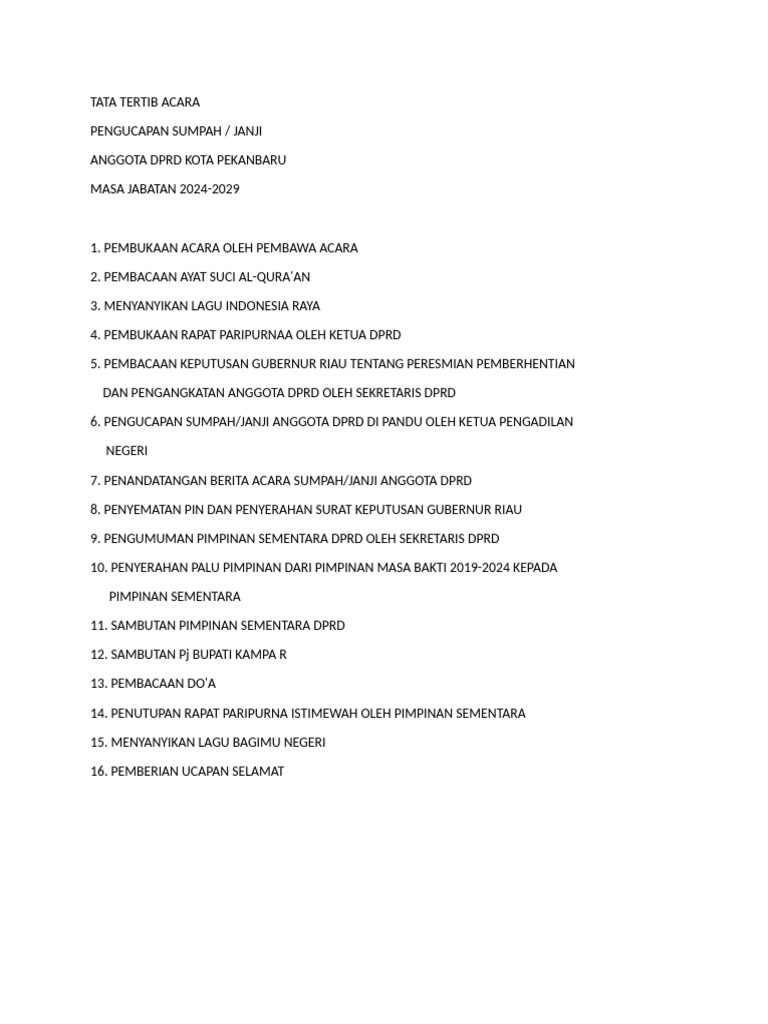 Isi Tata Tertib Acara | PDF