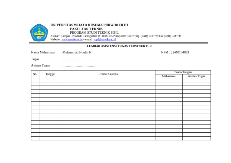 Template Lembar Asistensi | PDF