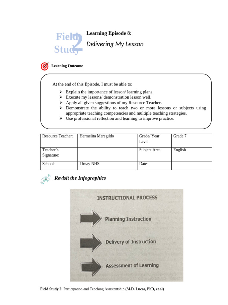 Learning Episode 8 Delivering My Lesson | PDF