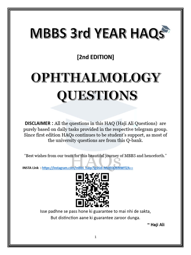 Ophthal Haqs 2nd Ed | PDF