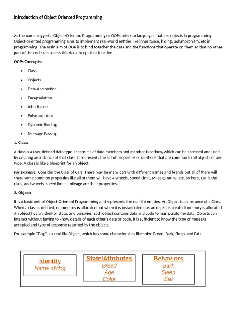 Lesson 1 Introduction Of Object Oriented Programming Pdf