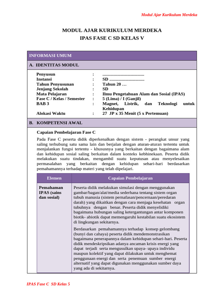 Modul Ajar Ipas Bab 3 Pdf