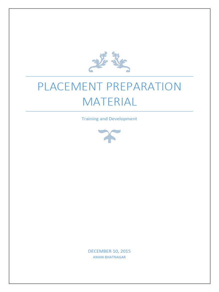 Placement Preparation Material: Training and Development | PDF