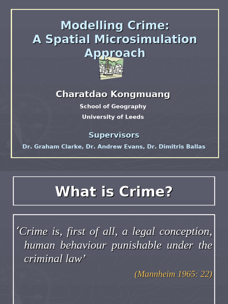 Modelling Crime: A Spatial Microsimulation Approach | PDF