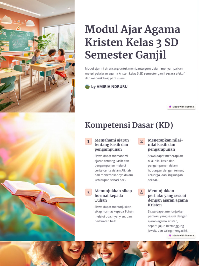 Modul Ajar Agama Kristen Kelas 3 SD Semester Ganjil | PDF