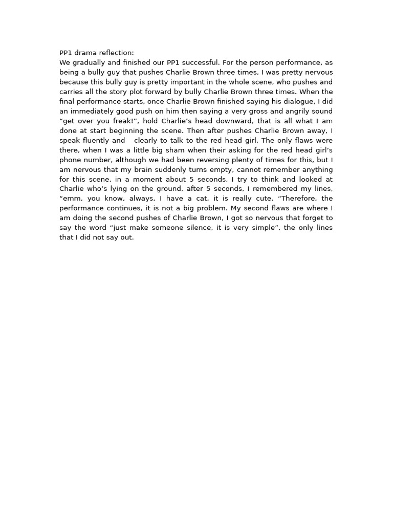 PP1 Drama Reflection | PDF | Mystery, Thriller & Crime Fiction | Art