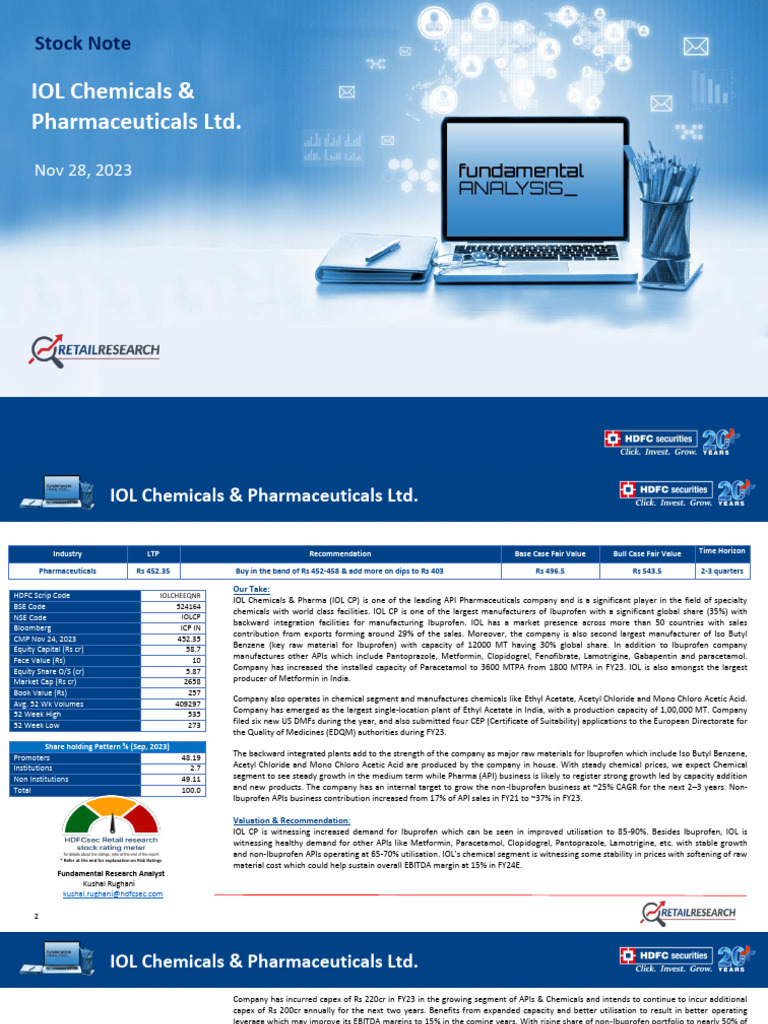 HSL Stock Note IOL Chemicals 281123 | PDF