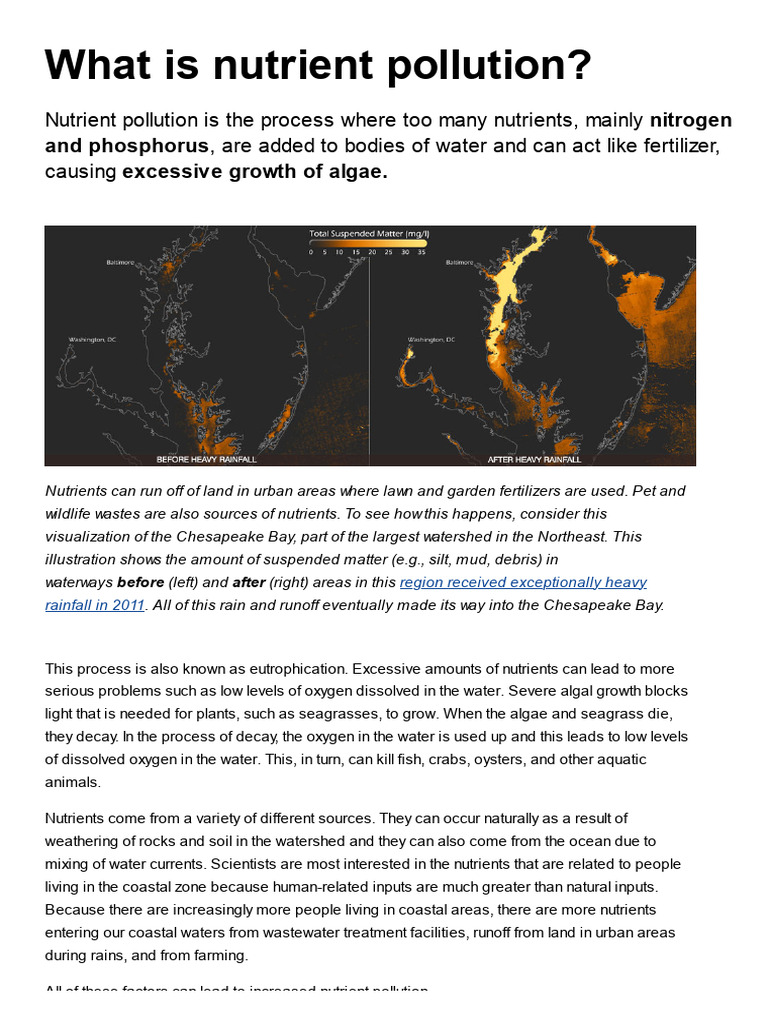 What Is Nutrient Pollution | PDF