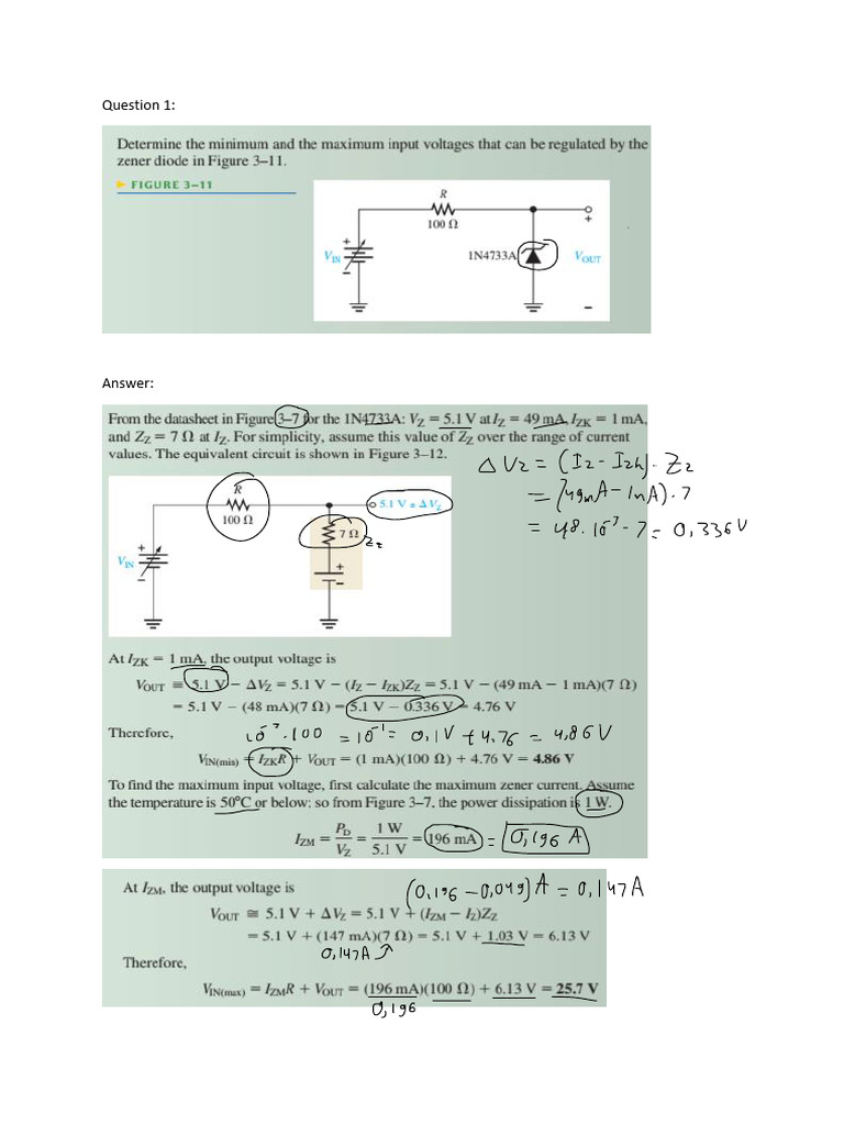 Chapter 3 - Part 1 - Zener (Solution) | PDF