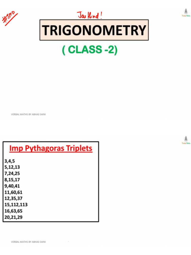 Trigonometry Class 2 Qa - 065955 | PDF