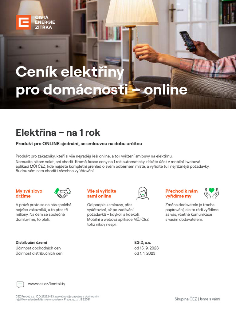 Ceník El. Energie ČEZ 2024 | PDF