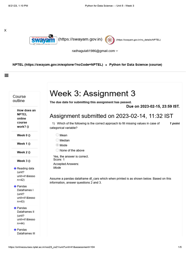 Python For Data Science - Unit 5 - Week 3 | PDF