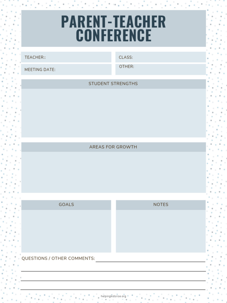 Parent-Teacher Conference Notes Helping Kids Rise | PDF