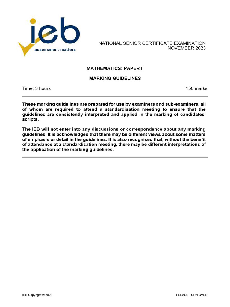 NSC Mathematics P2 Memo 2023 PDF | PDF