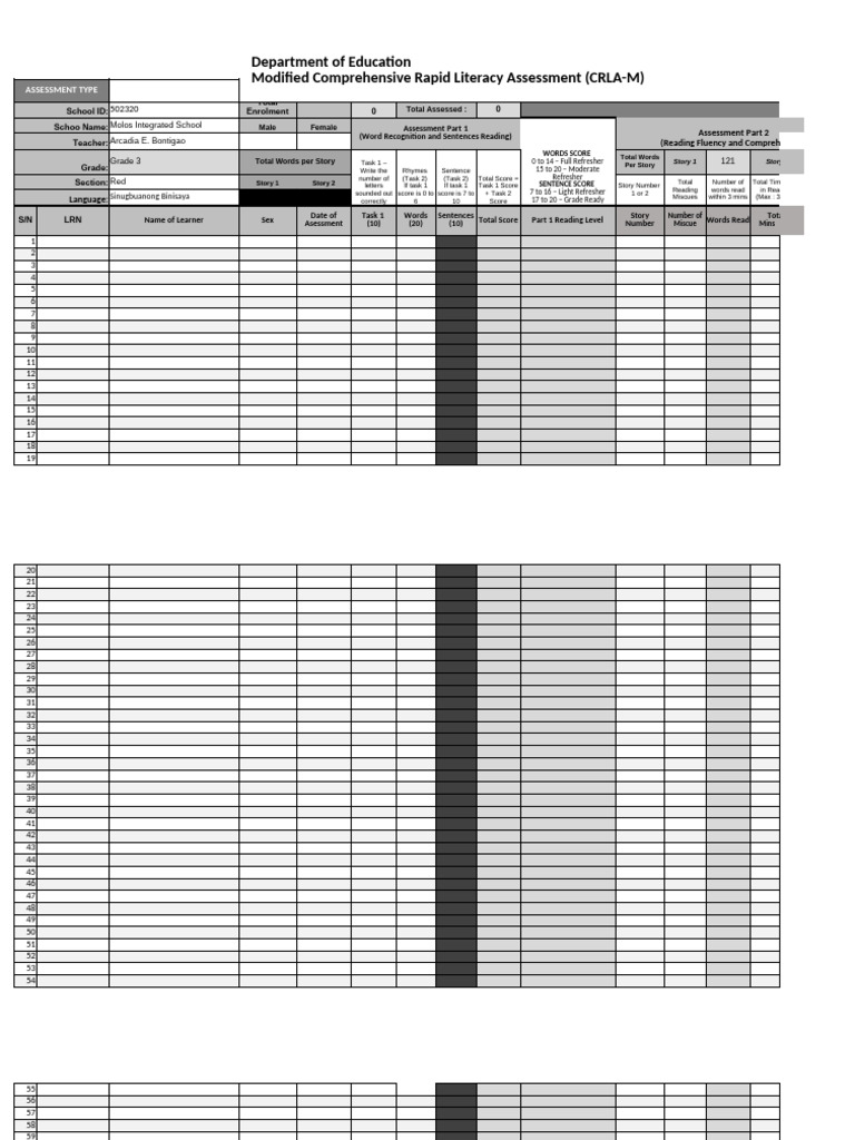 ModifiedCRLA G3 Scoresheet v1 2024 | PDF