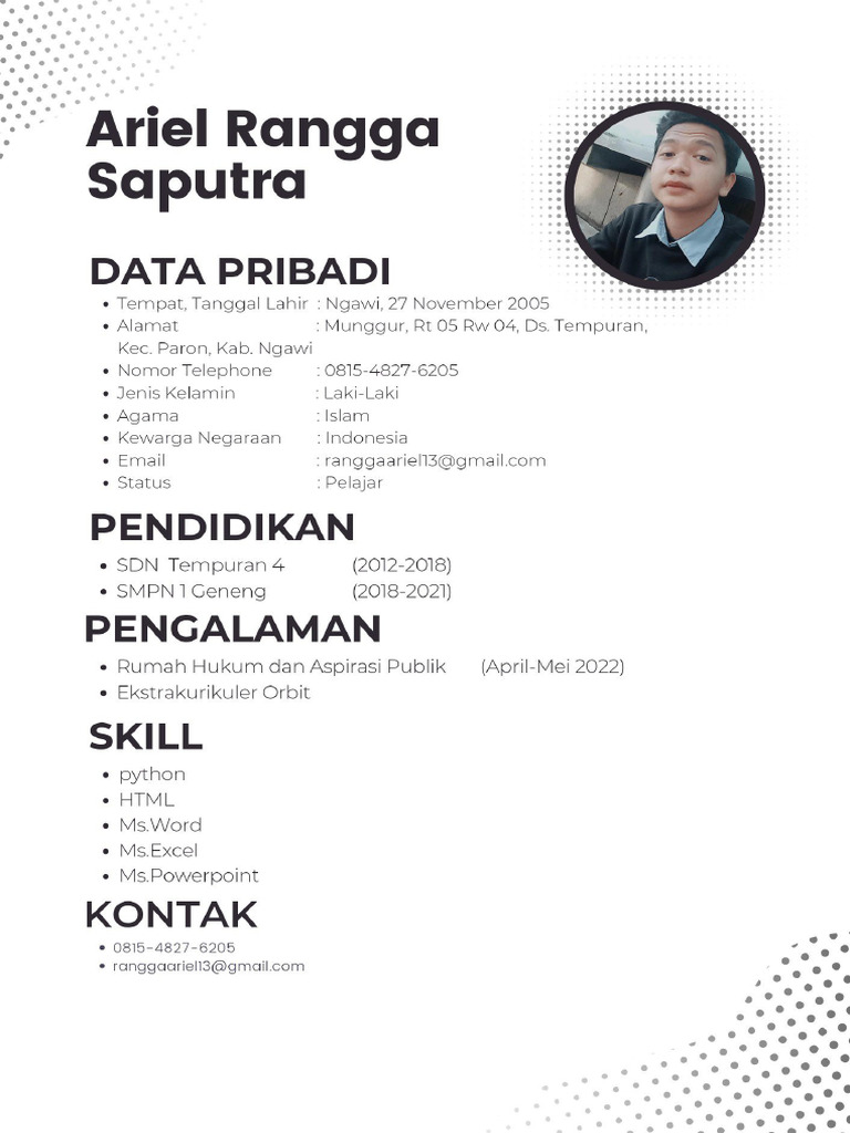CV Ariel Rangga Saputra | PDF
