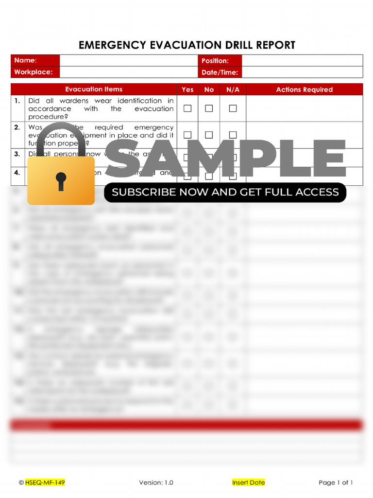 Emergency Evacuation Drill Report Sample | PDF