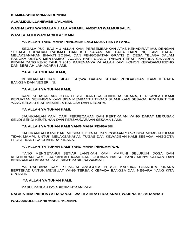 Doa Hut Persit | PDF