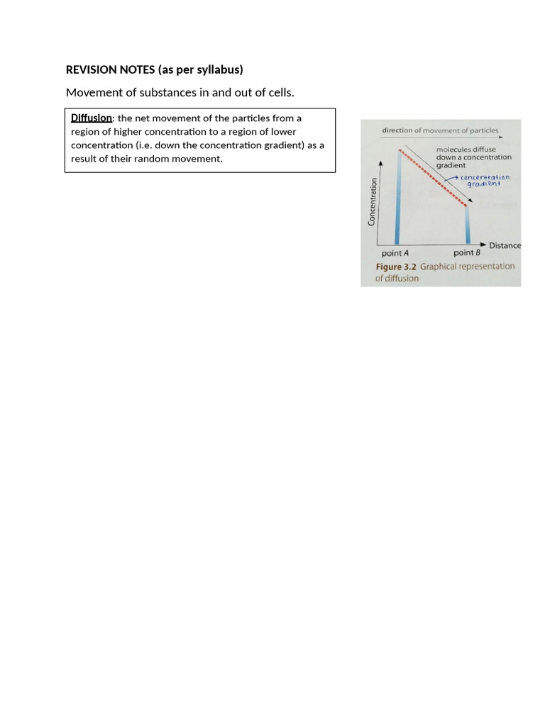 REVISION NOTES, Movement of Substances | PDF | Diffusion | Home & Garden