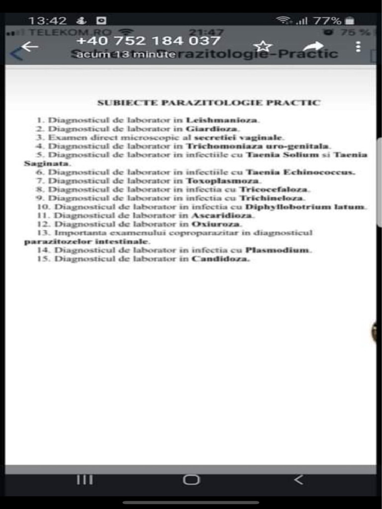 PARAZITO LP SUBIECTE EXAMEN PRACTIC 2022 2023 Seria A | PDF