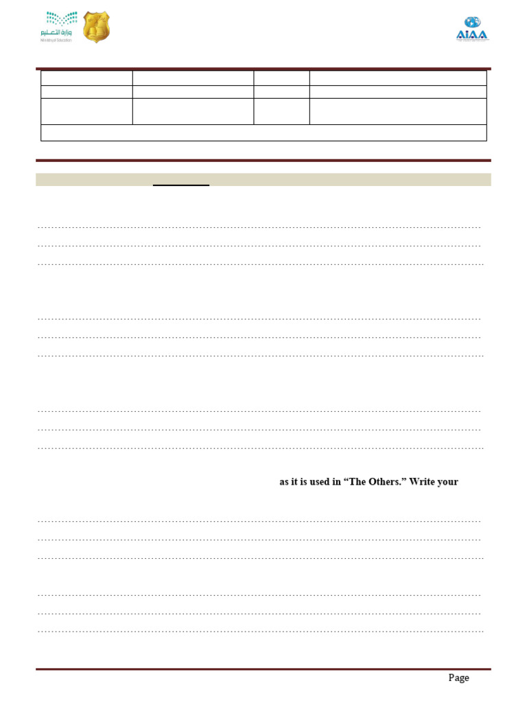 The Others - Worksheet 1 | PDF