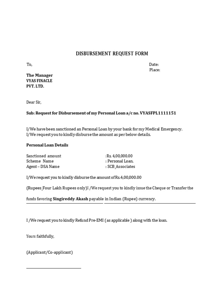 Disbursement-Request-Form Singireddy Akash | PDF
