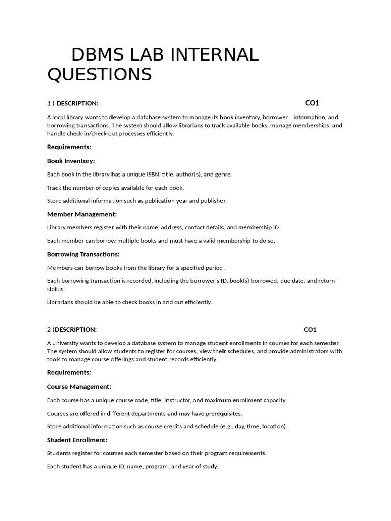 DBMS Lab Internal Questions | PDF