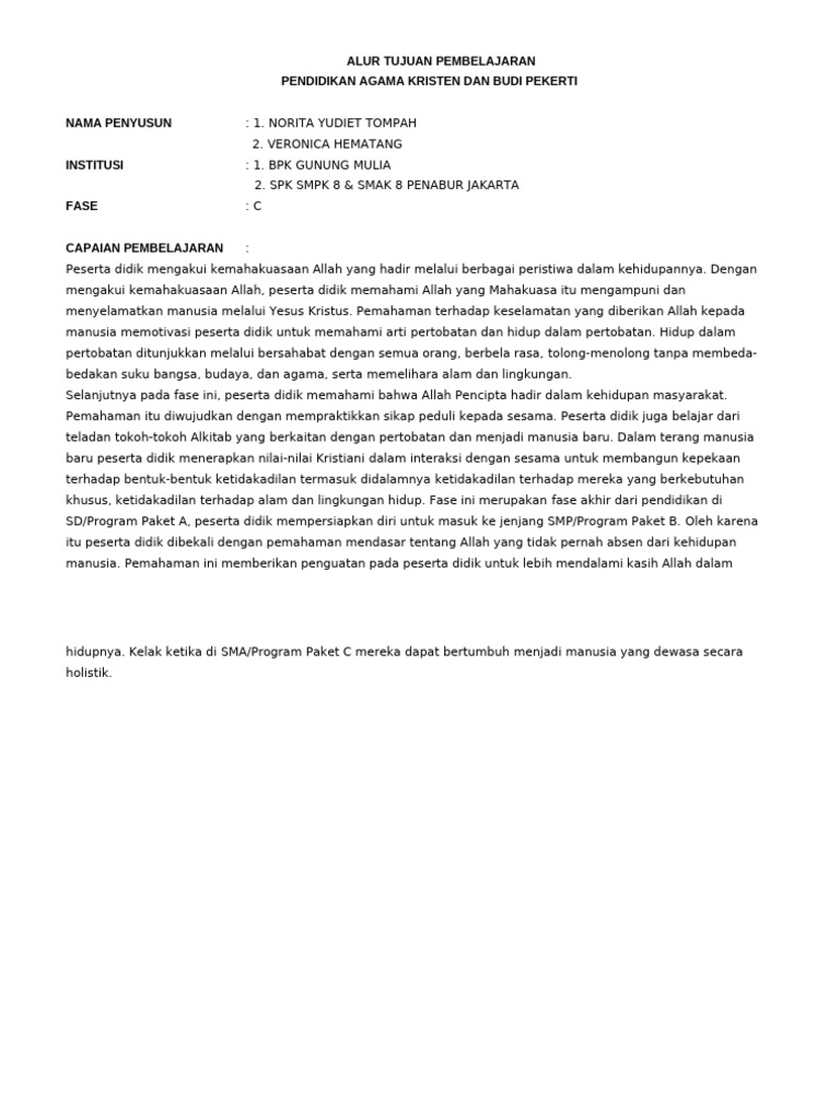 FINAL ATP - Veronica Hematang - Yudiet Tompah - PAK - BP - Fase C | PDF