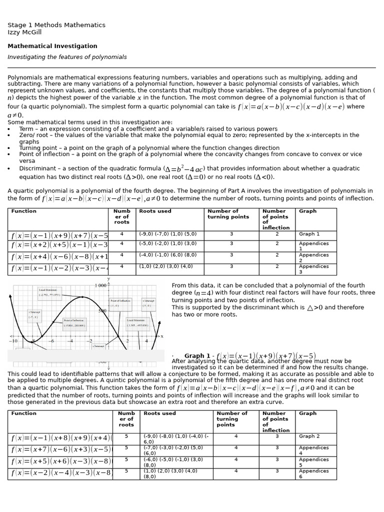 Mathematical Investigation | PDF | Polynomial | Quadratic Equation