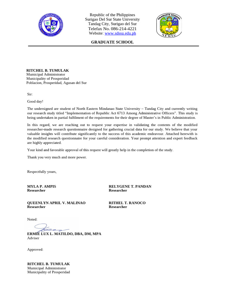 LETTER FOR VALIDATORS New | PDF