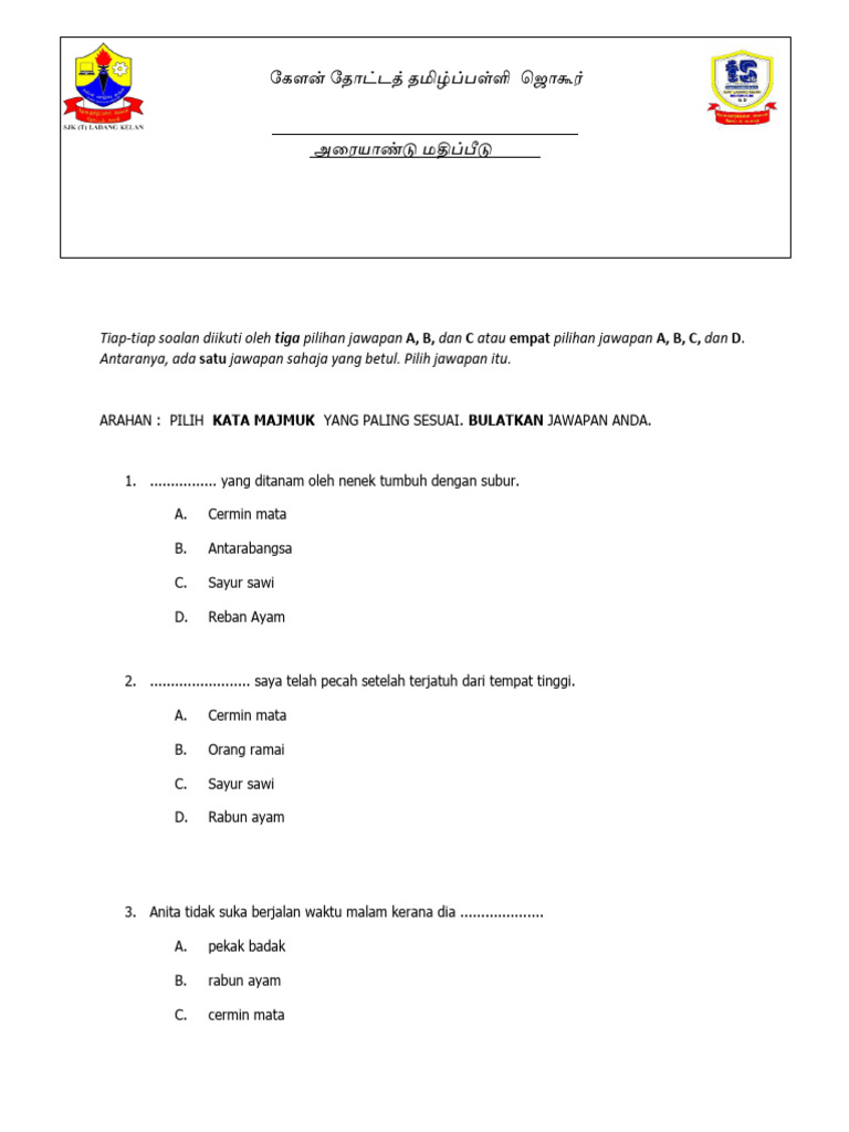 Bm Tahun 3 Exam Pdf