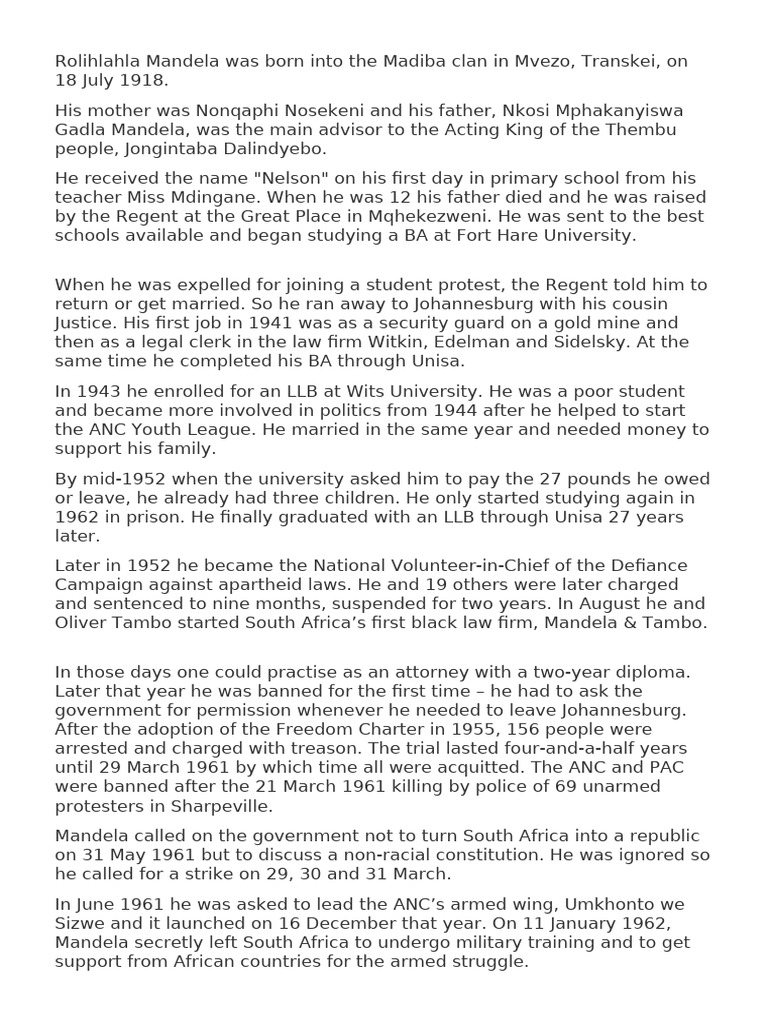 Nelson Mandela 1 | PDF