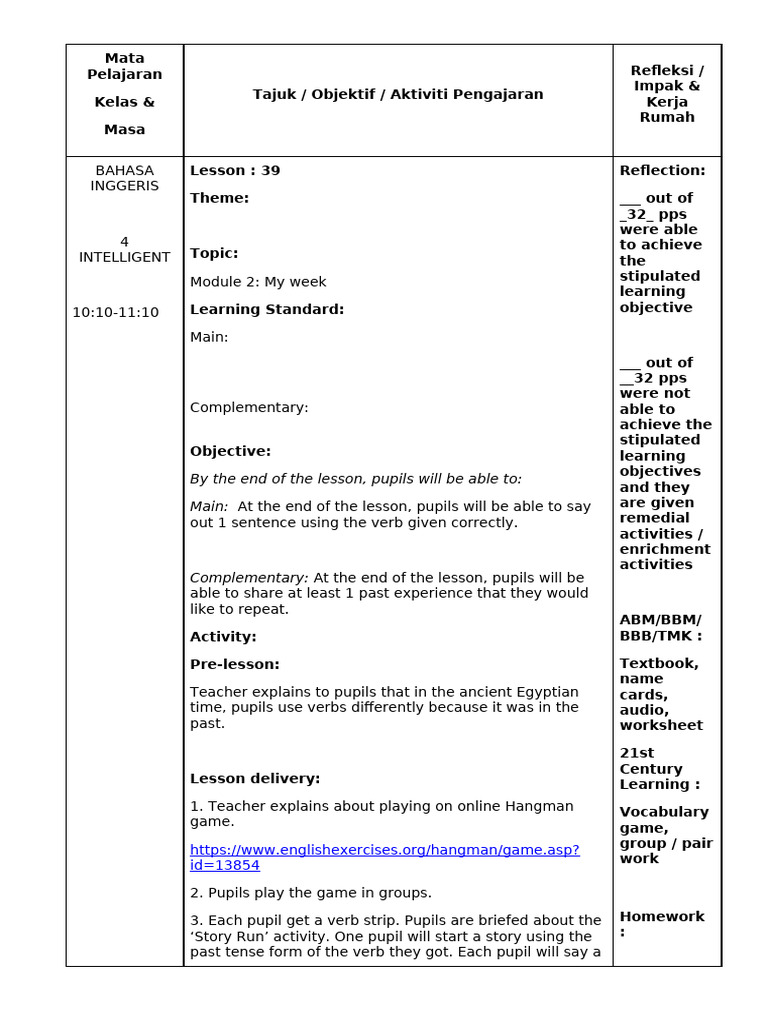 English RPH Week 20,21 | PDF