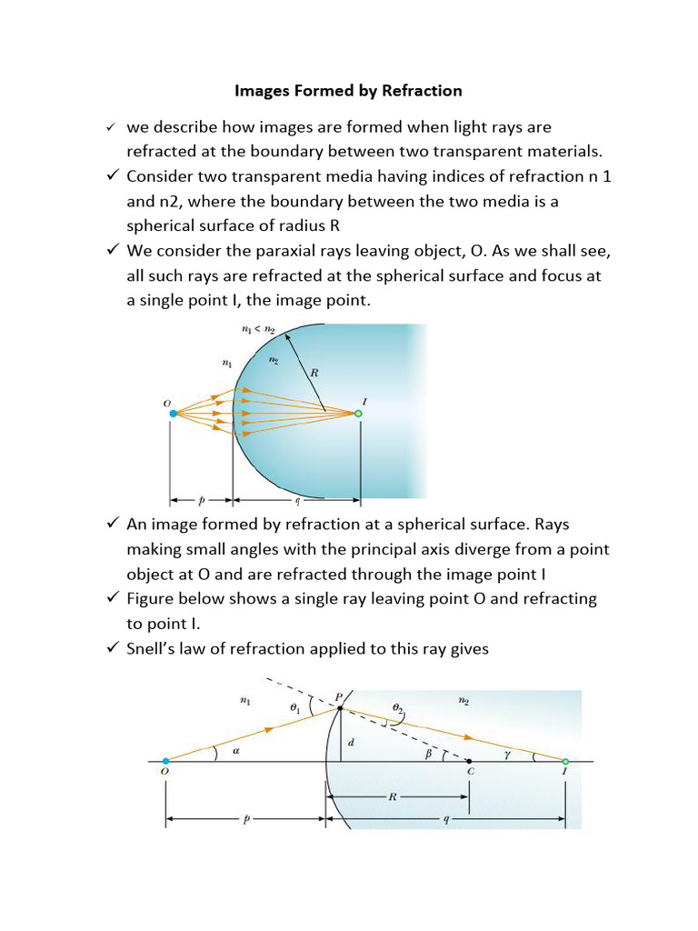 Images Formed By Refraction Pdf