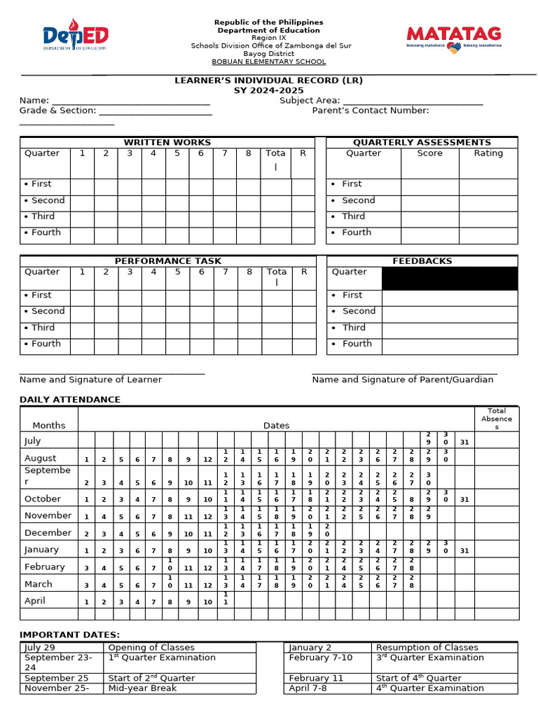 Individual Learner's Record (LR) | PDF