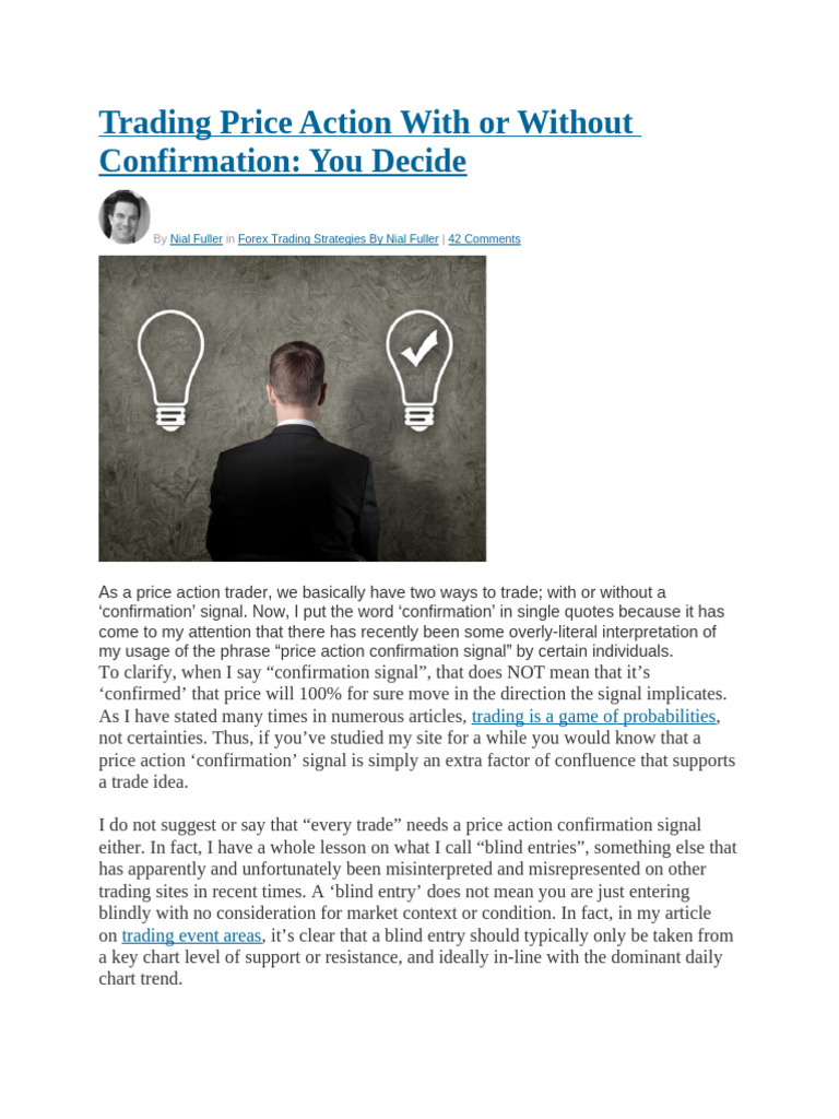 Trading Price Action With or Without Confirmation | PDF