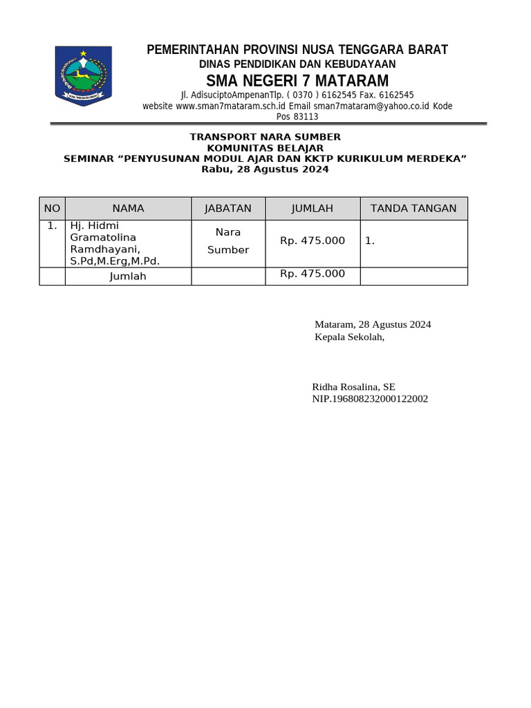 TR Nara Sumber Kombel | PDF
