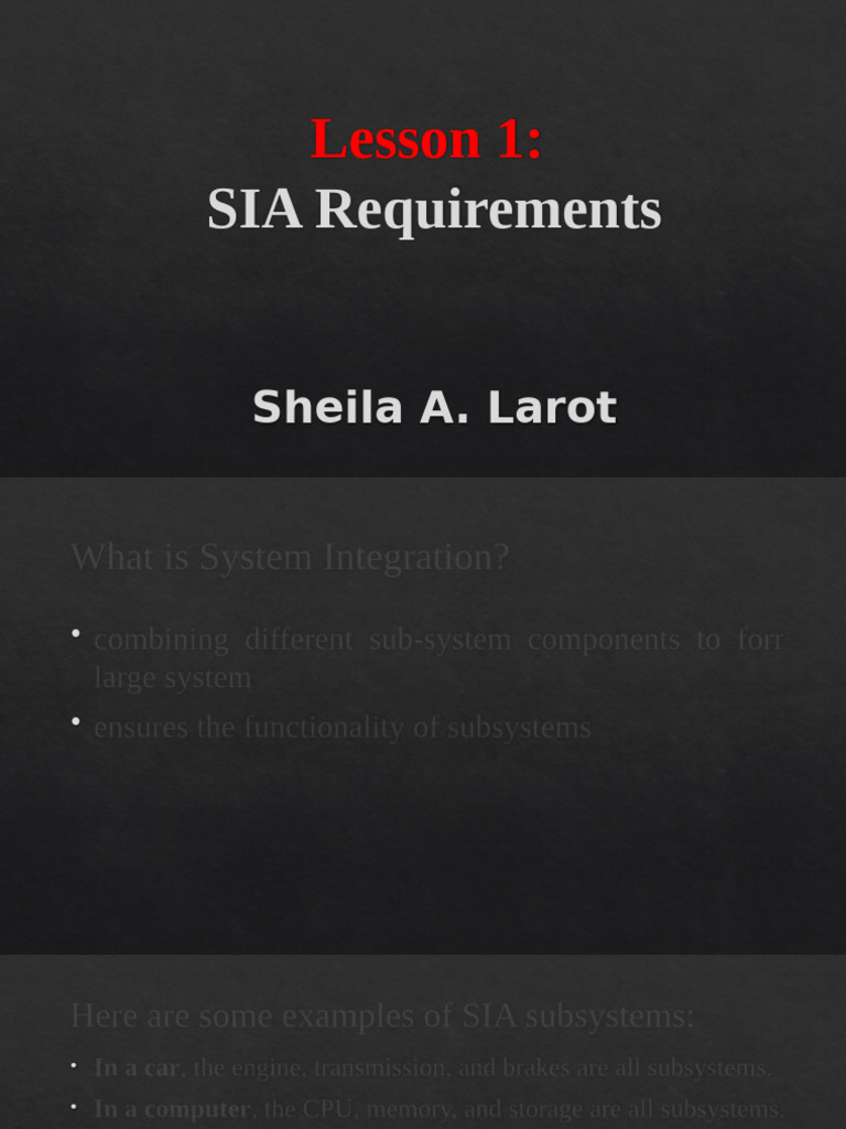 LESSON I SIA Requirements 1 | PDF