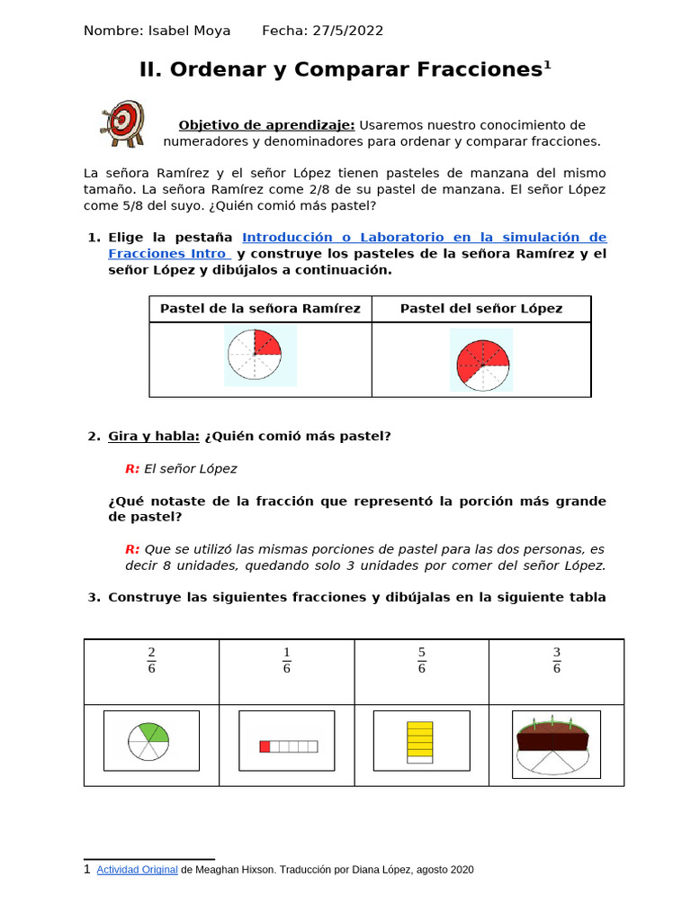 Dia 2 de 3 - Hoja de Trabajo Estudiantes Ordenando y Comparando ...