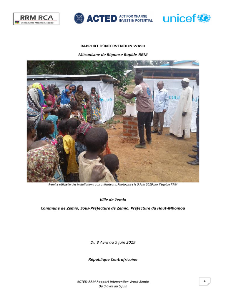 ACTED Intervention EHA Zemio Juillet2019 | PDF