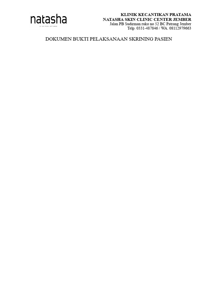 Dokumen Bukti Pelaksanaan Skrining Pasien | PDF