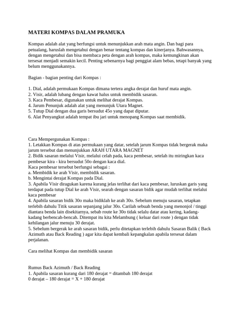 Materi Kompas Dalam Pramuka | PDF