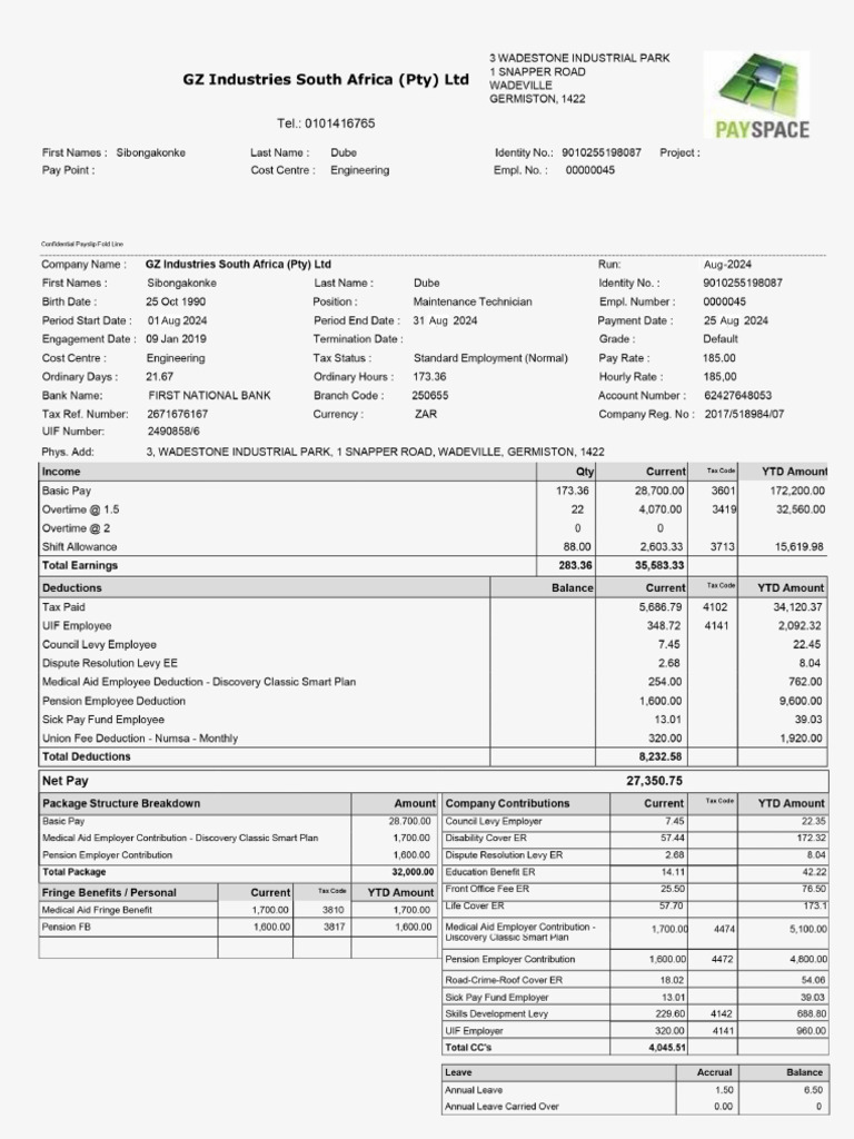Payslip Aug - 2024 | PDF