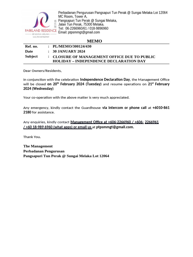 430 Public Holiday - Independence Declaration Day | PDF